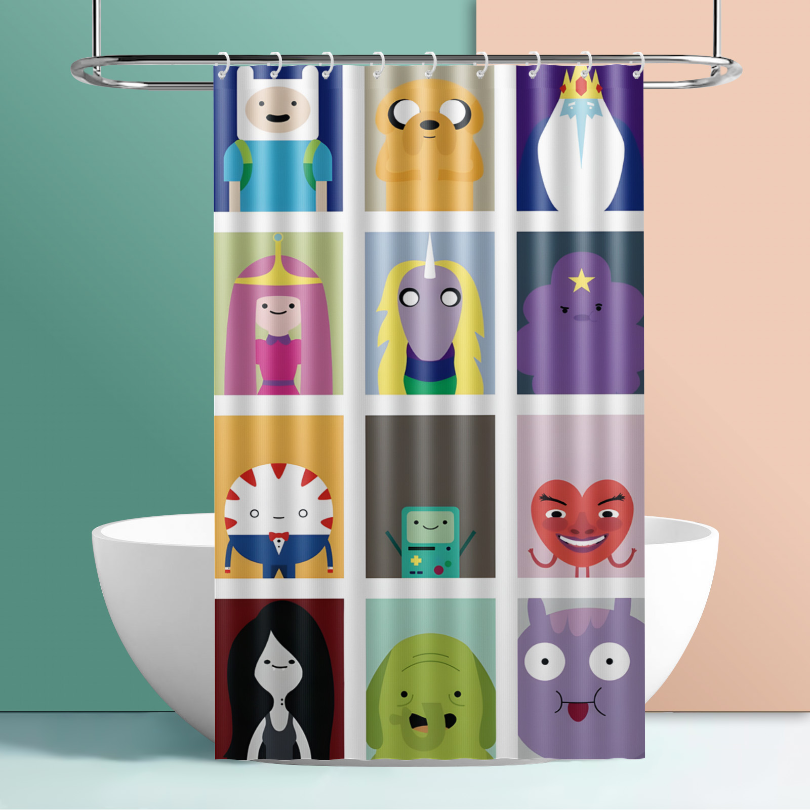 Adventure Time pattern polyester Fabric Shower Curtain Washable 35.4 ...