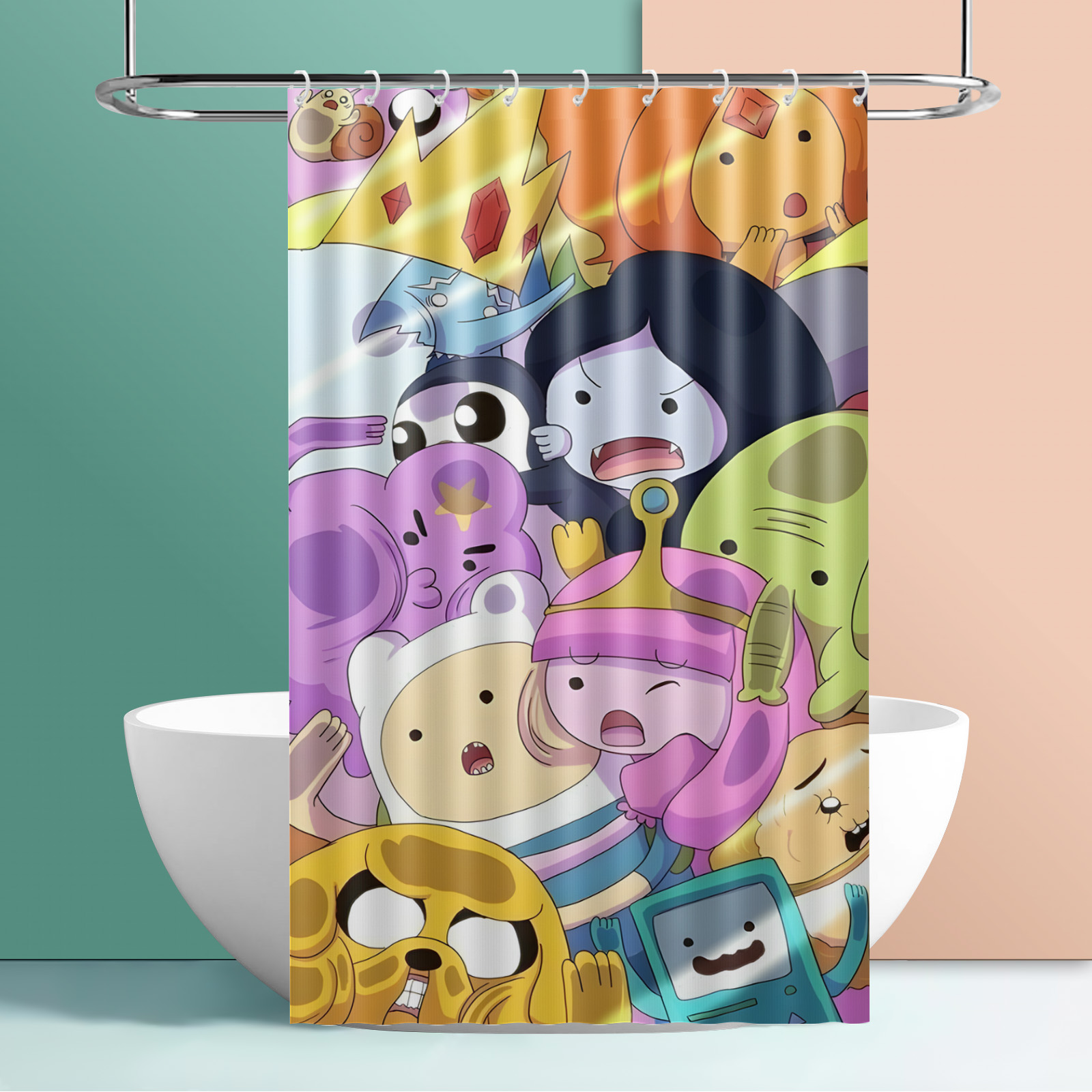 Adventure Time pattern polyester Fabric Shower Curtain Washable 35.4 ...