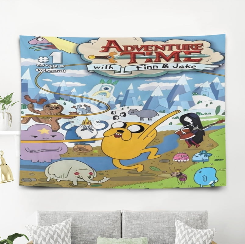 Adventure Time wall hanging, 60 × 80 inches, smooth peach skin velvet ...