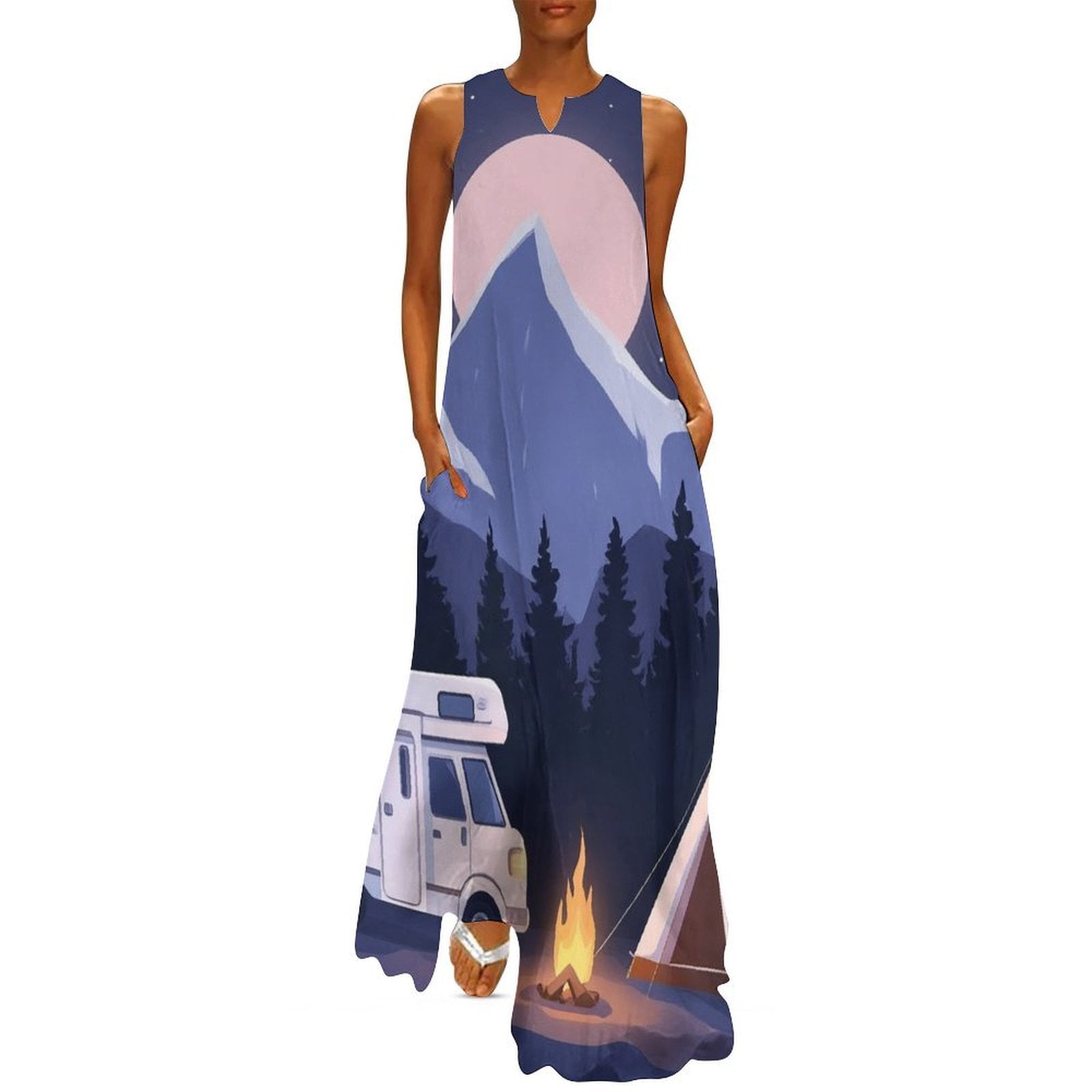 Adventure Travel Happy Camper Long Dress Women's summer dress women's ...