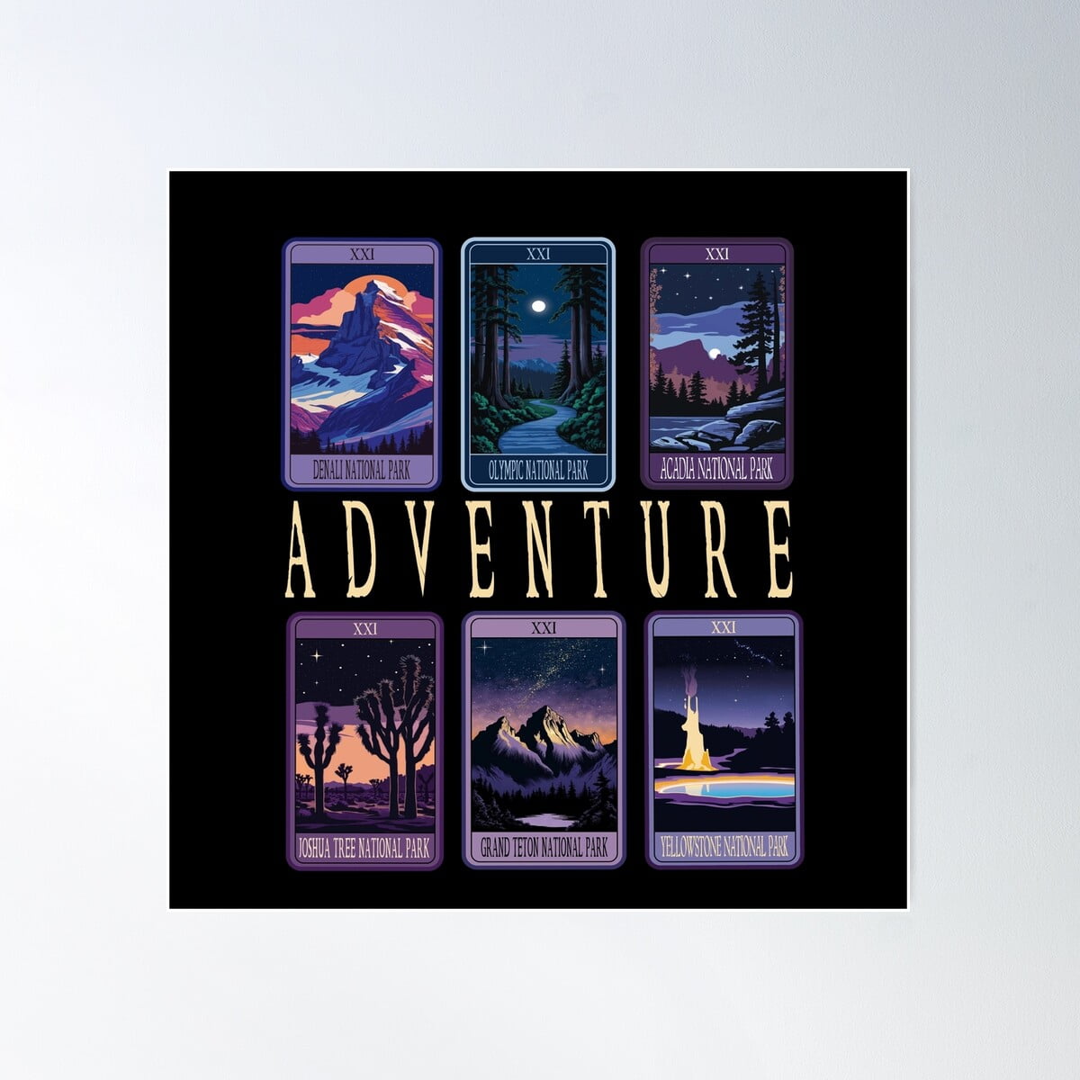 Adventure Travel Tarot Card With National Parks Poster Wall Art, Modern ...