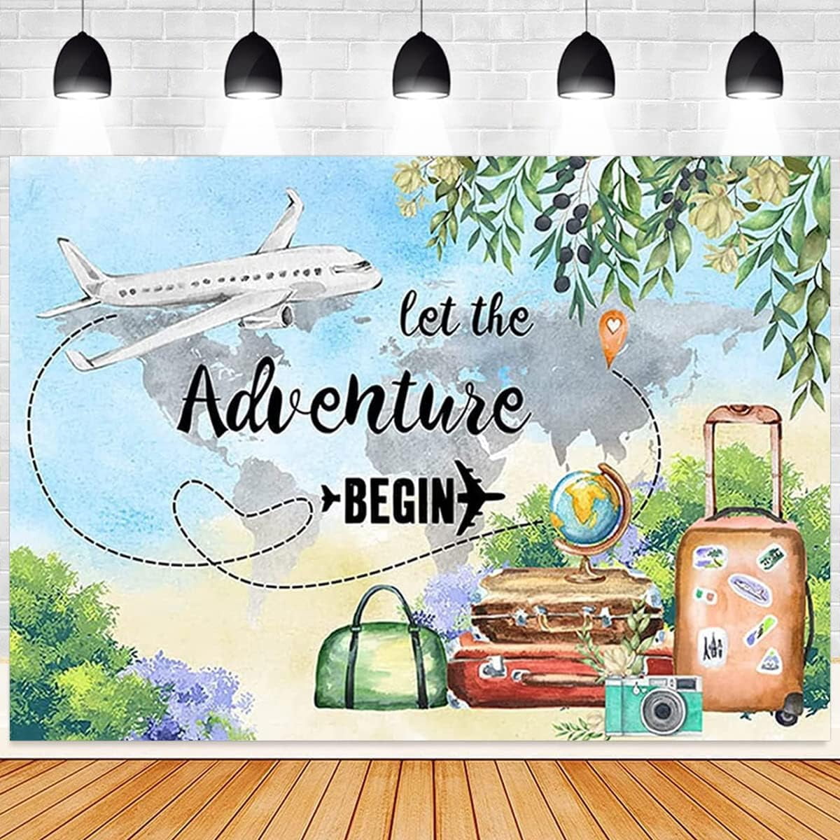 Adventure Travel World Photography Background Suitcase Plane Birthday ...