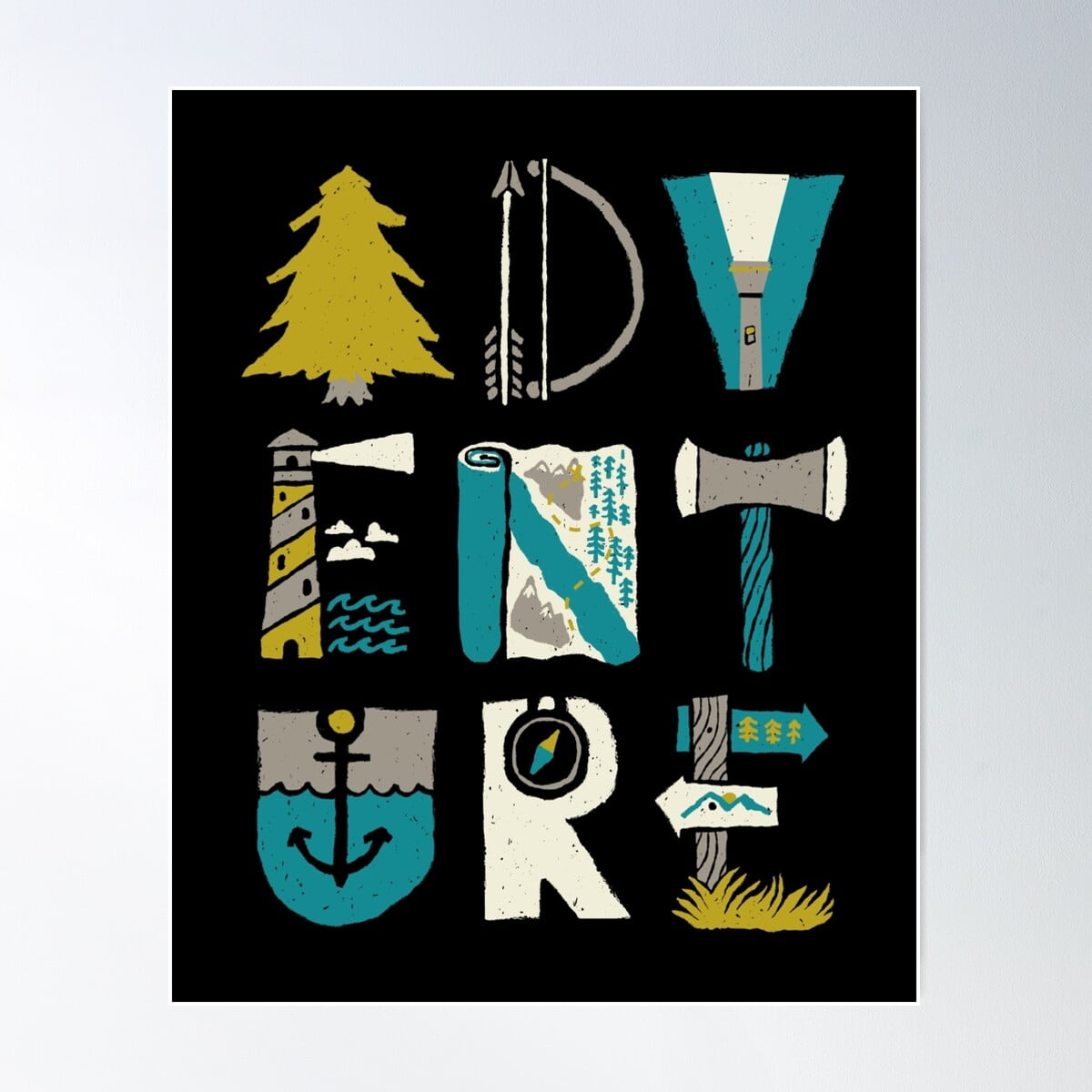 Adventure Typo Poster Wall Art, Modern Wall Decor For Living Room ...