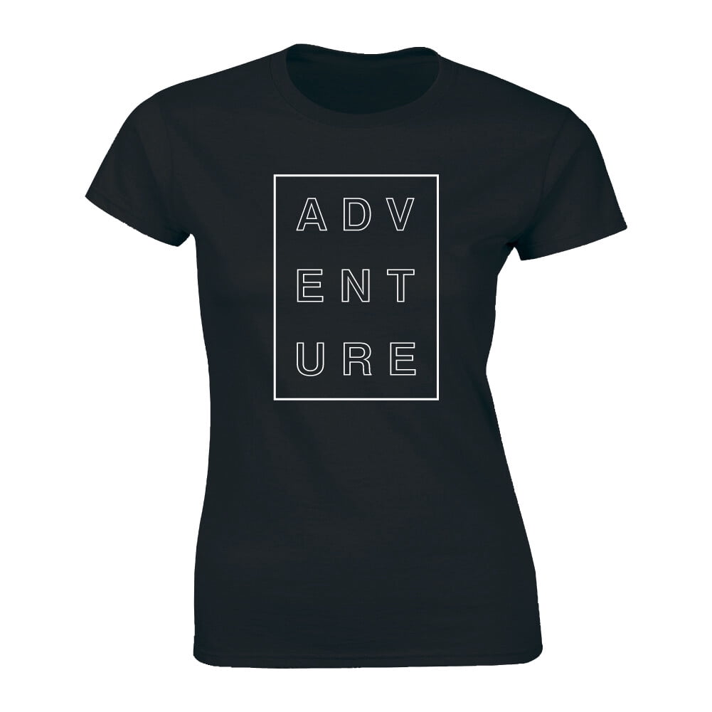 Adventure Typography Crew Neck T-Shirt for Women Hipster Modern ...