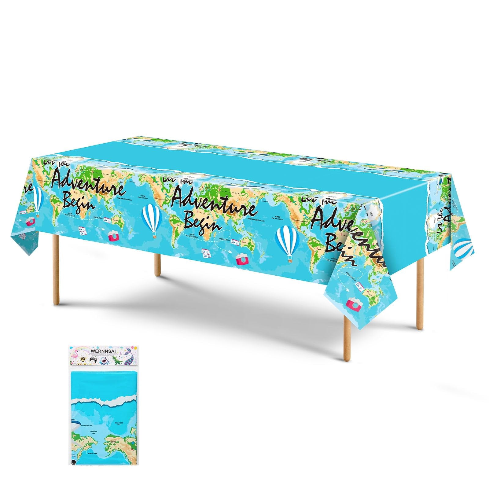 Adventure World Awaits Map ZS23 Plastic Tablecloth - 1 Pack 54*108 ...