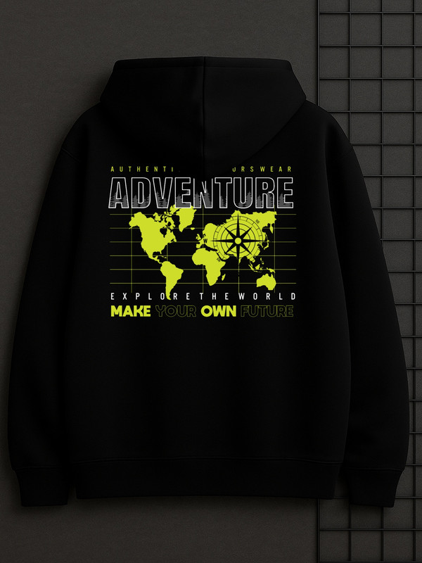 Adventure World Map hoodies & sweatshirt Camping mens long sleeve black ...