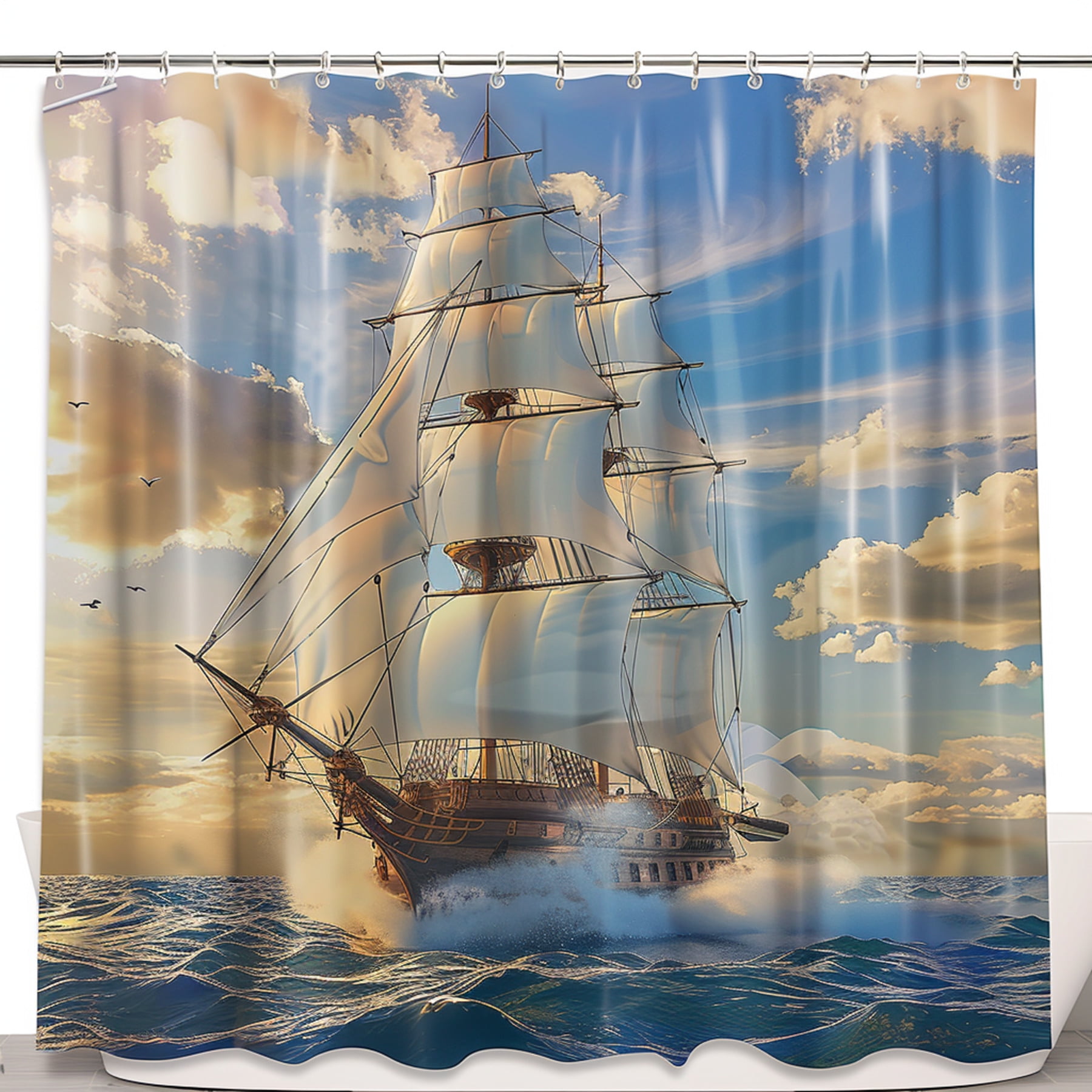 Adventure And Exploration Majestic Sailing Ship Shower Curtain With