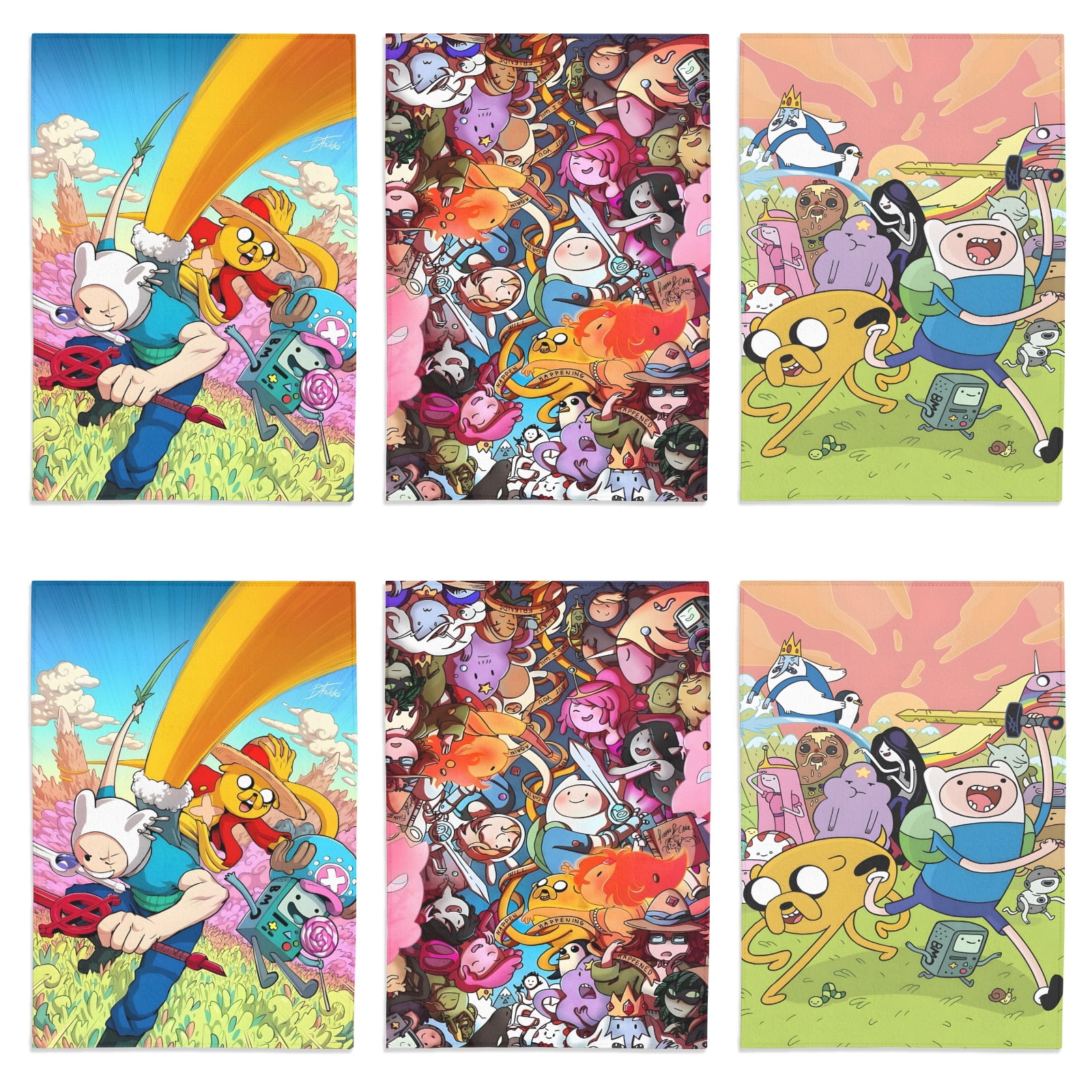 AdventureTime Print Soft 6 Pack Cotton Towel Set 28*18 inch Compact ...