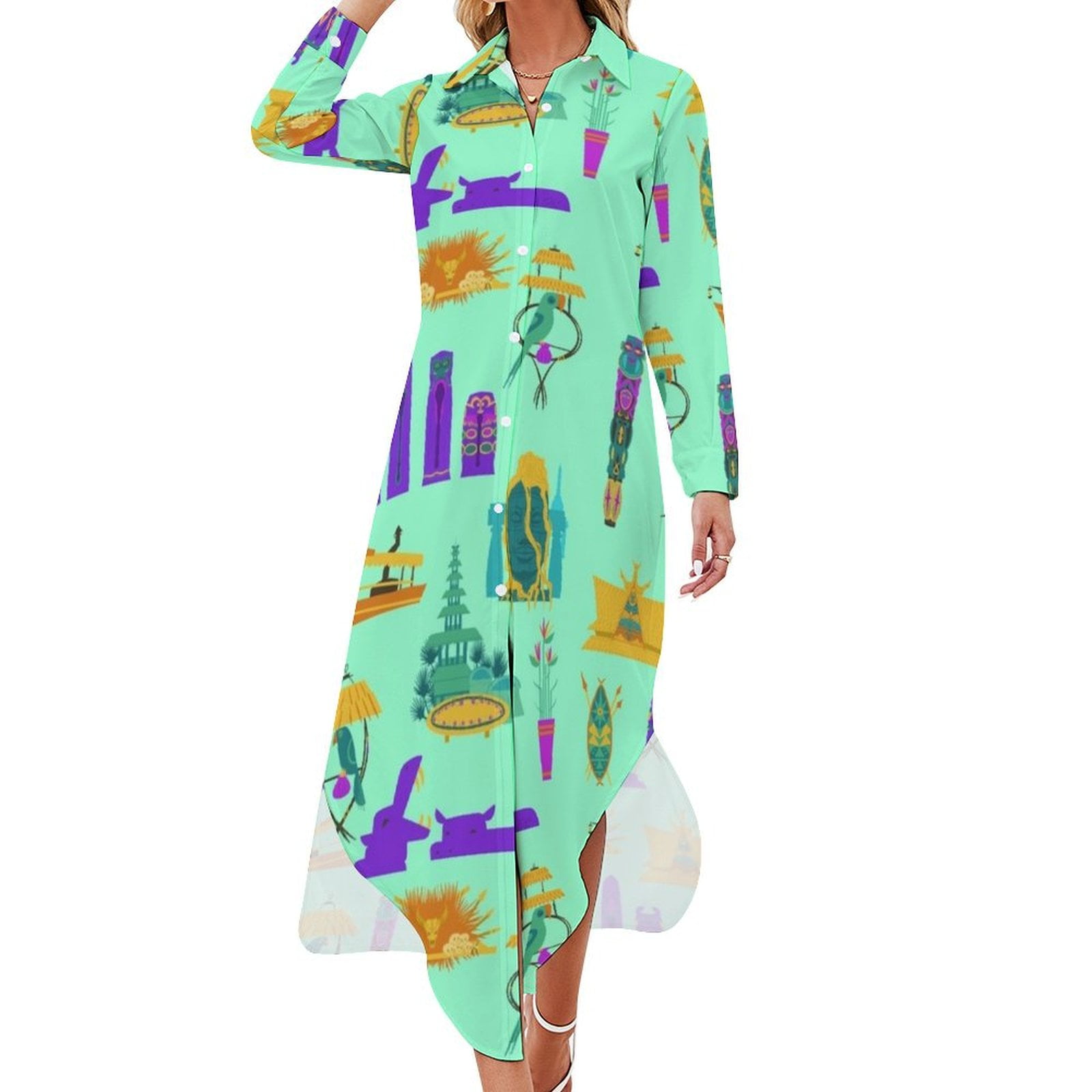 Adventureland Icons Long Sleeved Shirt Dress dress party evening ...
