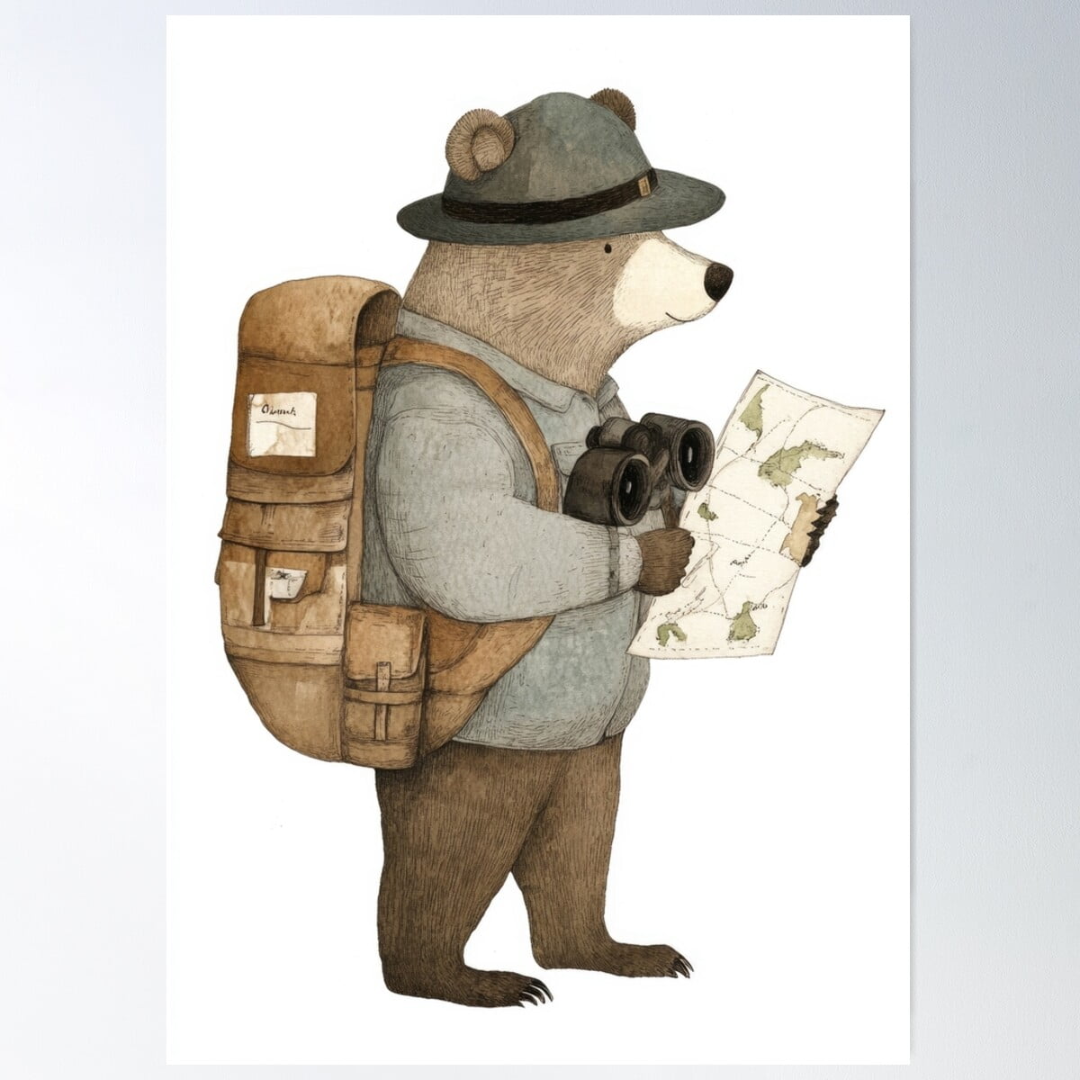 Adventurous Bear Explorer Nursery Wall Art Print Poster Wall Art ...