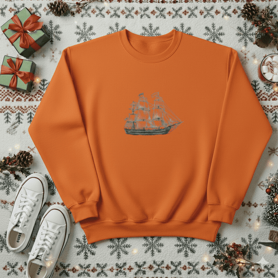 Adventurous Pirate Ship Sailing Captain Nautical Ocean Art Sweatshirt ...