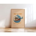 Adventurous Racoon Pilot Blue Helicopter Print Nursery Wall Art Animal ...