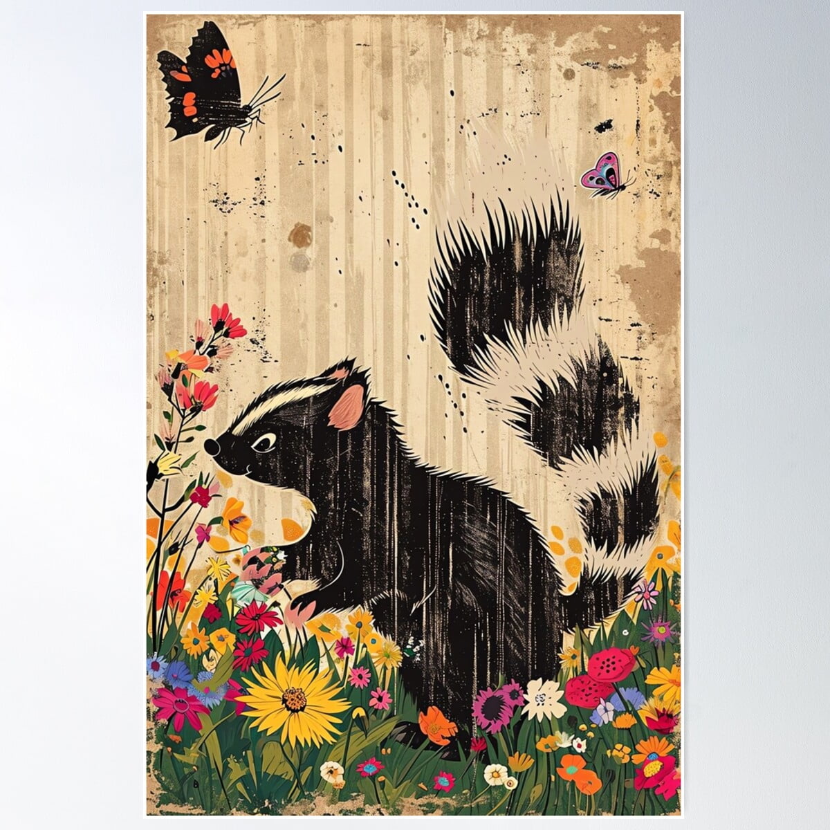 Adventurous Skunk Poster Wall Art, Modern Wall Decor For Living Room ...