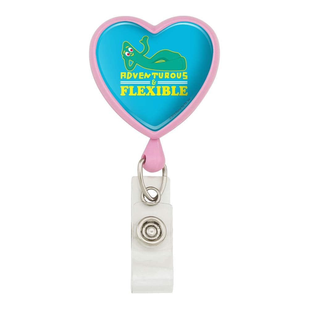 Adventurous and Flexible Gumby Heart Lanyard Retractable Reel Badge ID ...