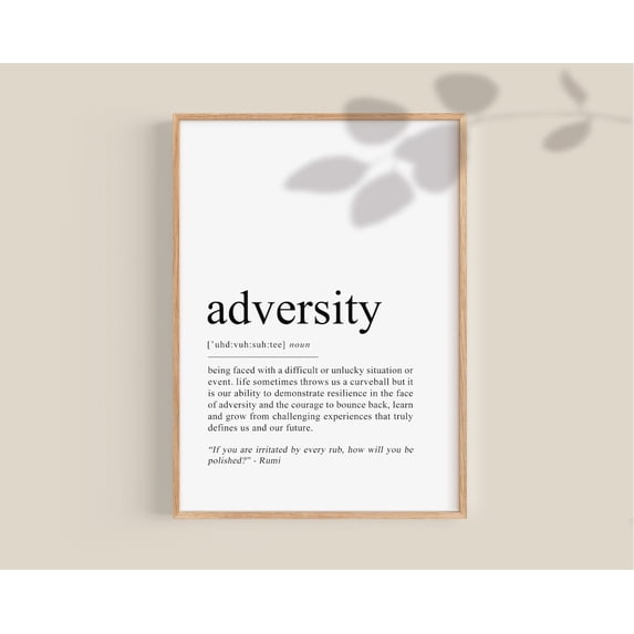 Adversity Definition Poster Classroom Office wall decor Entrepreneur ...