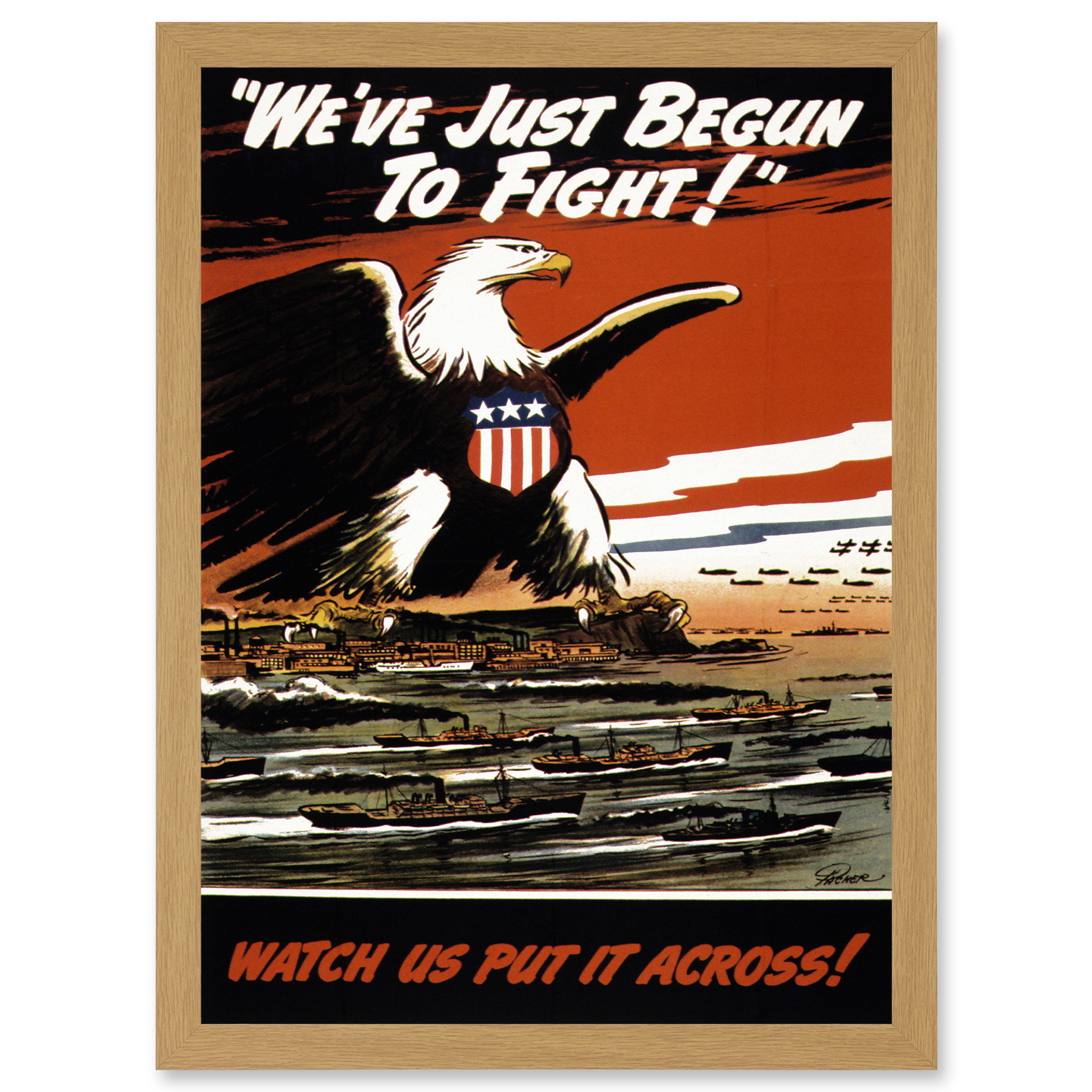 Advert Military WWII War World USA American Eagle Just Begun Fight Navy ...