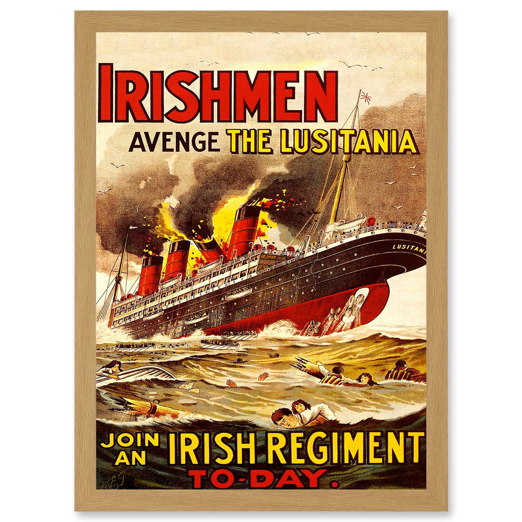 Advert War World WWI UK Irish Regiment Men Lusitania Sinking Join ...