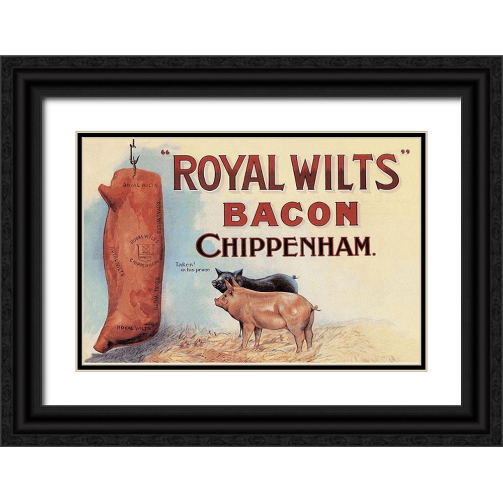 Advertisement 14x11 Black Ornate Wood Framed with Double Matting Museum ...