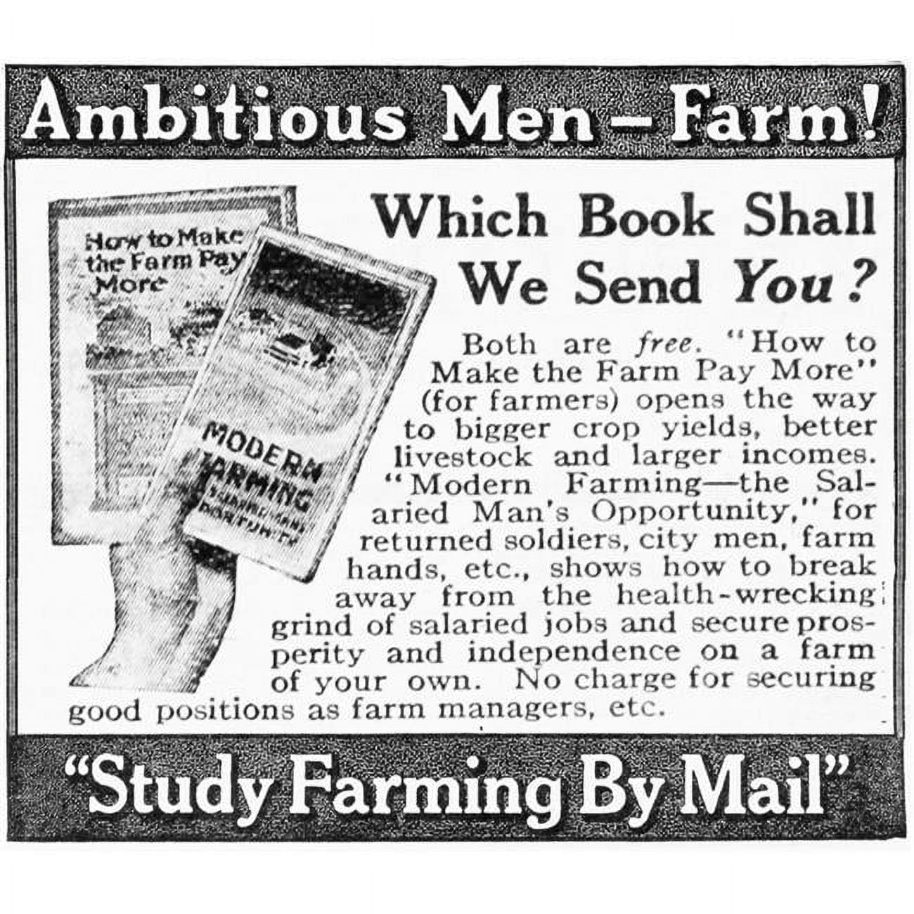 Advertisement of Farming Books Sent by Mail by American Farmers School ...