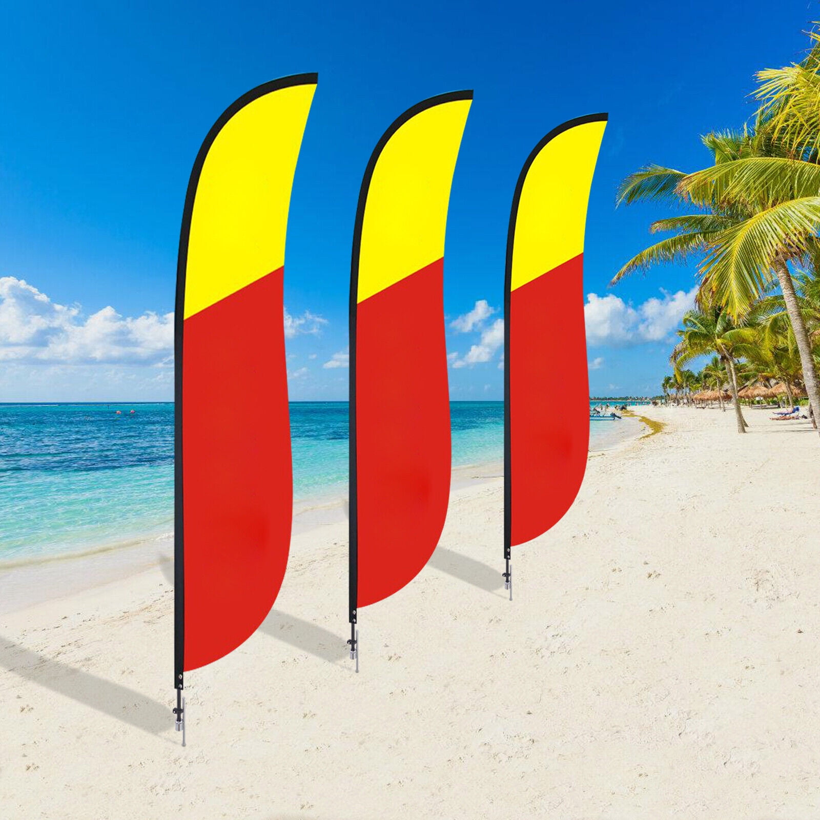 Advertising Flag Pole 3 x Feather Flag Bundles 12ft Windless Flag Pole ...