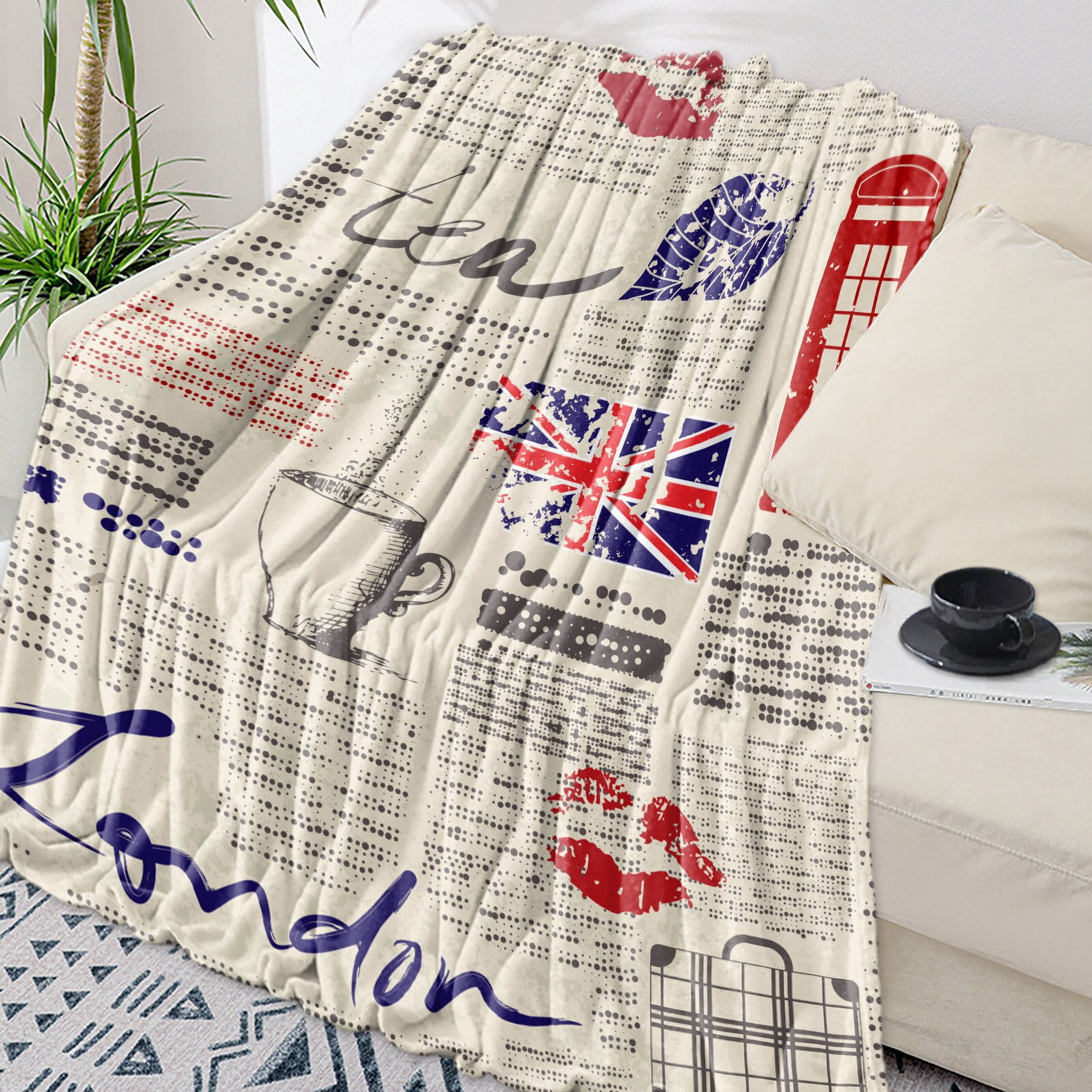 Advertising Newspaper Retro Flannel Blanket Travel Picnic Blanket ...