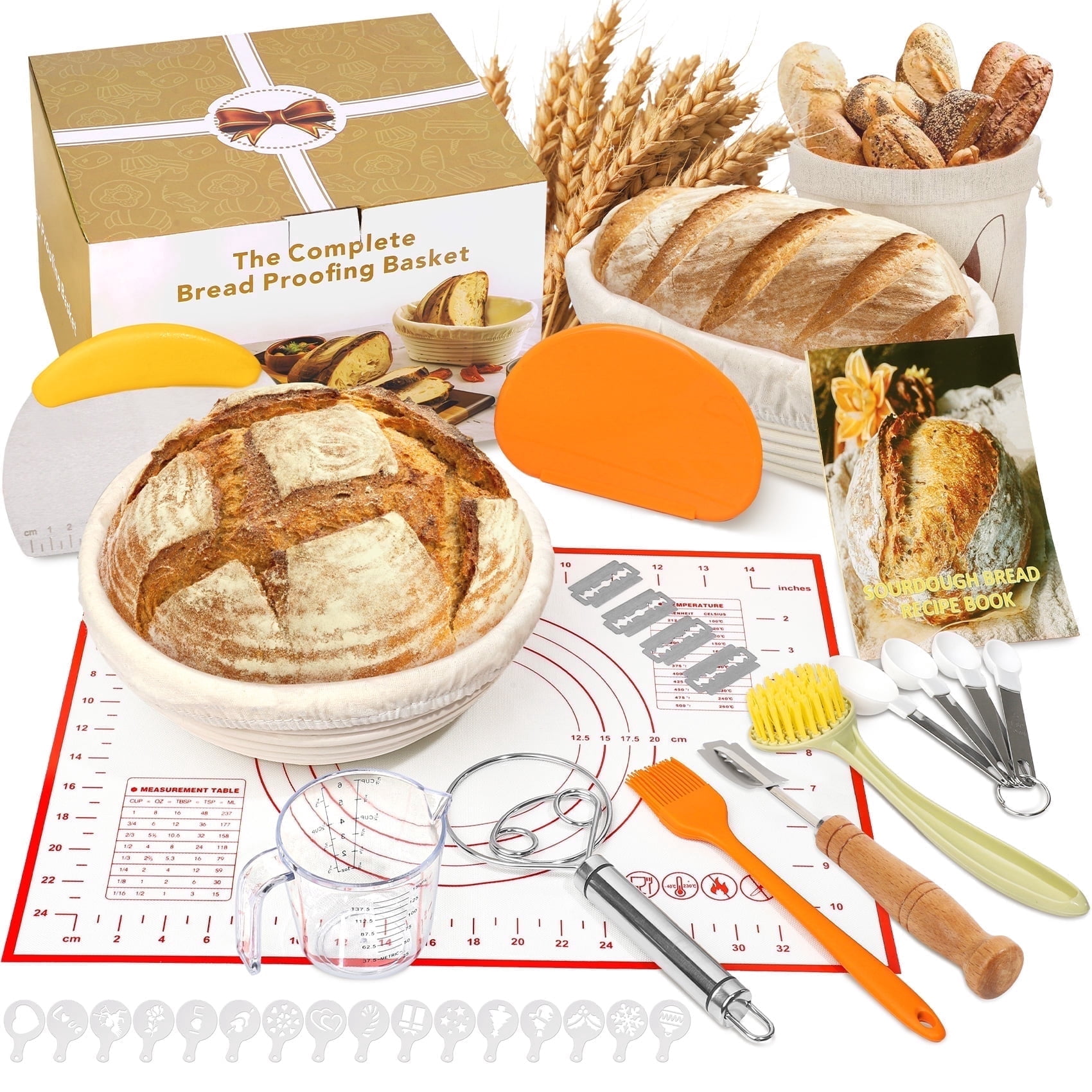 Advgears Sourdough Starter Kit, 9" Round & 10" Oval Bread Proofing ...