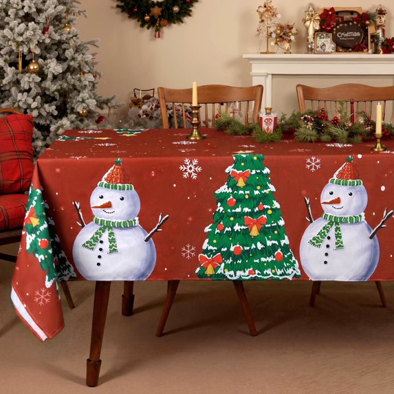 Advgears Christmas Tablecloth, Snowman Snowflake Party Tablecloth for ...
