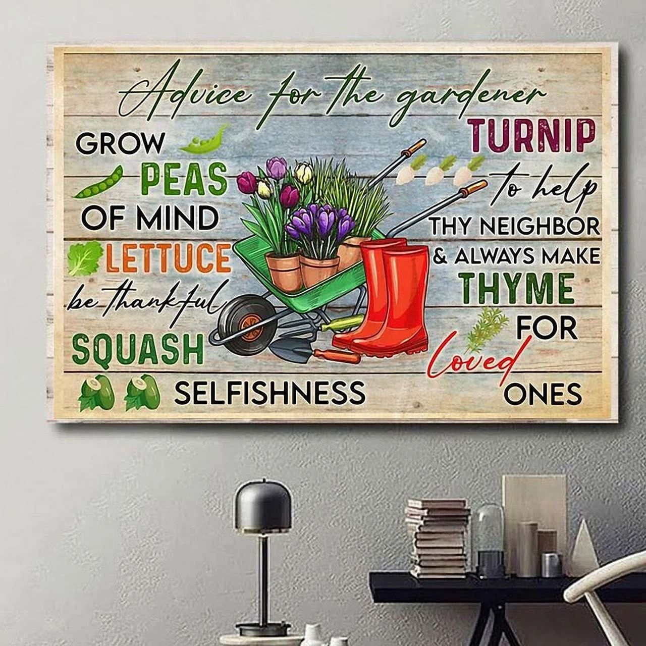 Advice For The Gardener Print Poster Home Decor Vintage Art Print Cute ...
