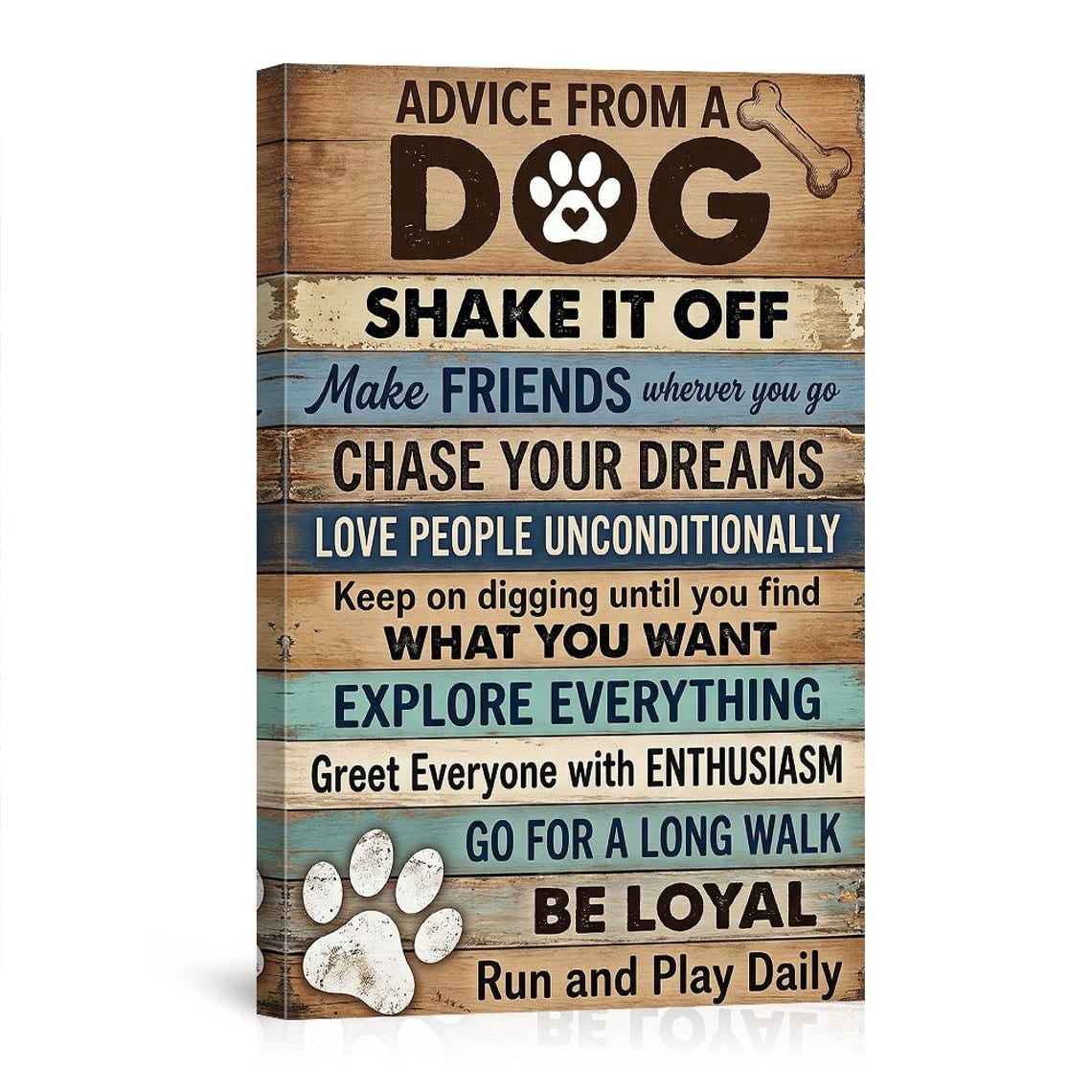 Advice From A Dog Rustic Wooden Plank Design Paw Bone Motivational ...
