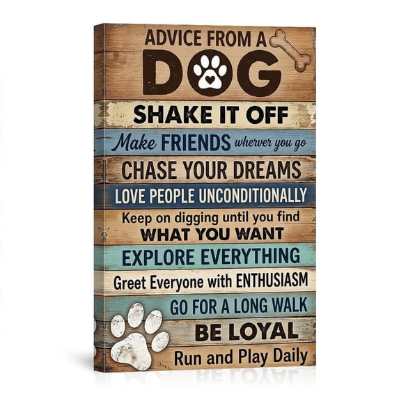 Advice From A Dog Rustic Wooden Plank Design Paw Bone Motivational ...