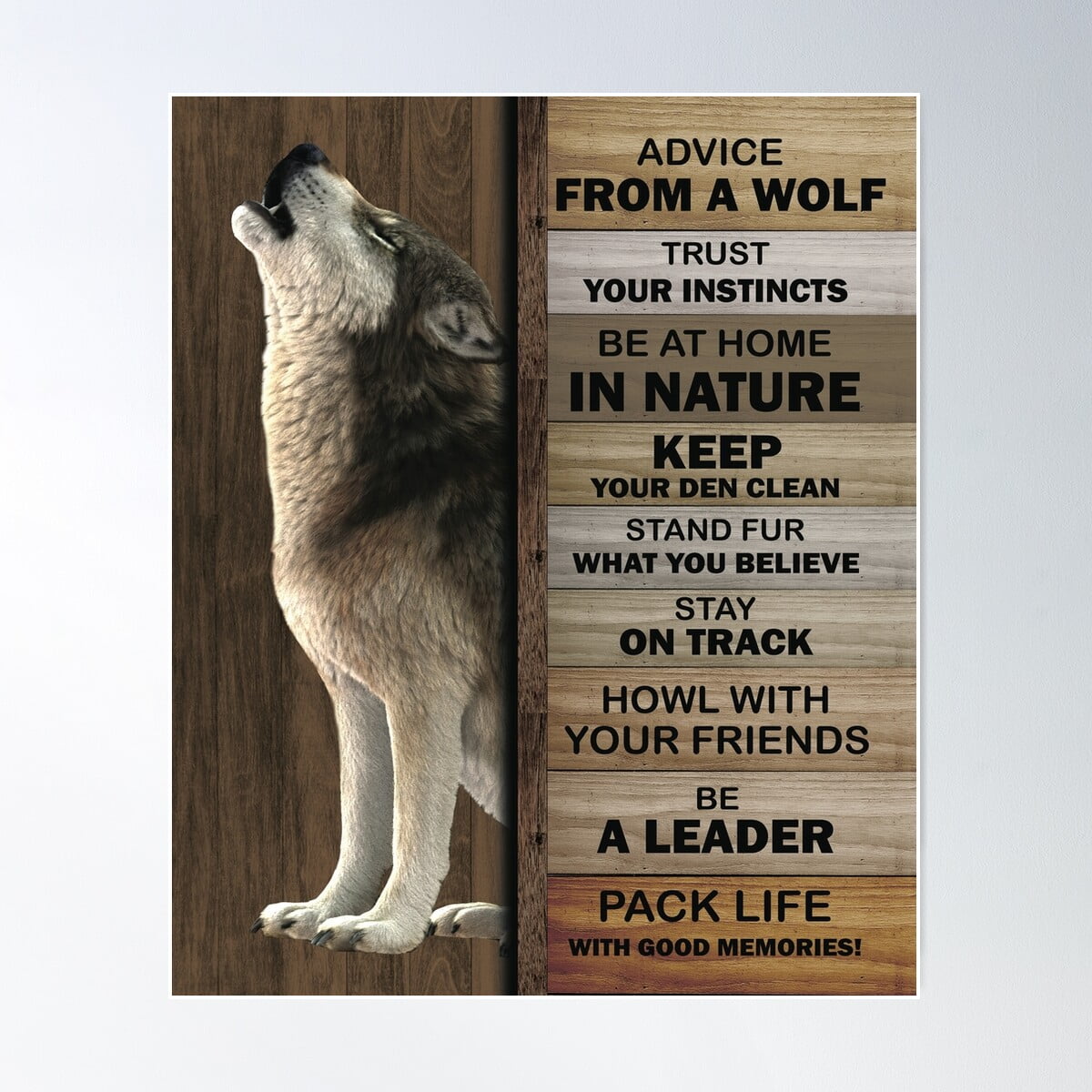 Advice From A Wolf Trust Your Instincts Be At Home Poster Wall Art ...