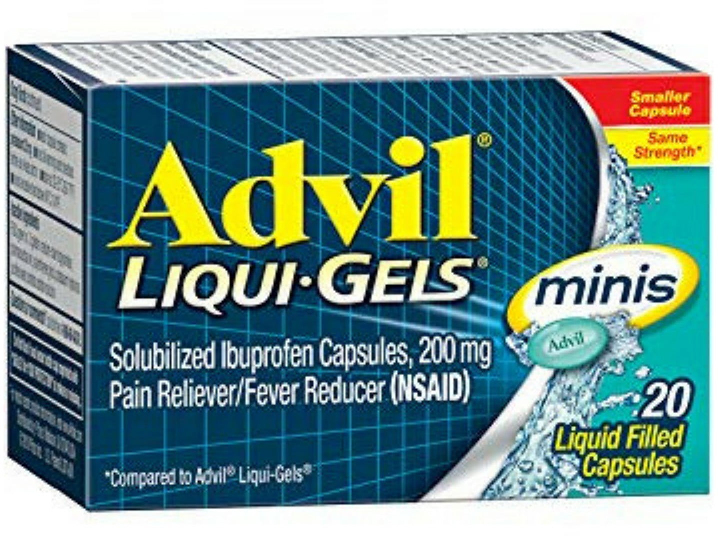 Advil 200 mg Liqui-Gels Pain Reliever & Fever Reducer Minis 20 ct, Pack of 2 - Walmart.com