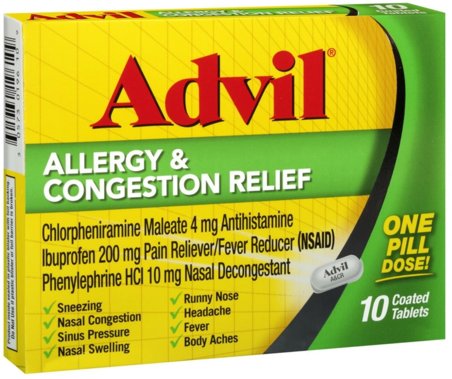 Advil Allergy & Congestion Relief Tablets 10 Each, 3-Pack - Walmart.com