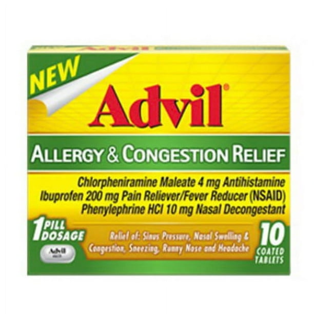 Advil Allergy and Congestion Relief Tablets - 10 Ea - Walmart Business ...
