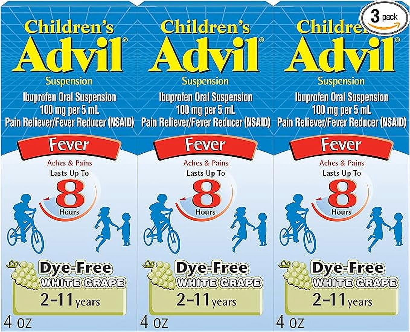 Advil Children's Pain Reliever and Fever Reducer, Dye Free Children's ...