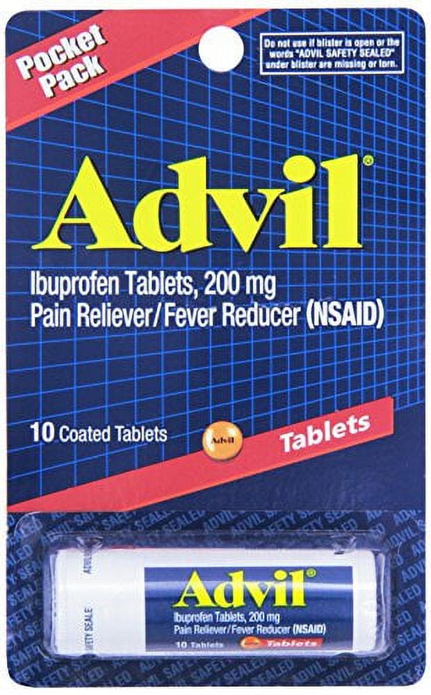 Advil Coated Tablets Pain Reliever and Fever Reducer, Ibuprofen 200mg ...