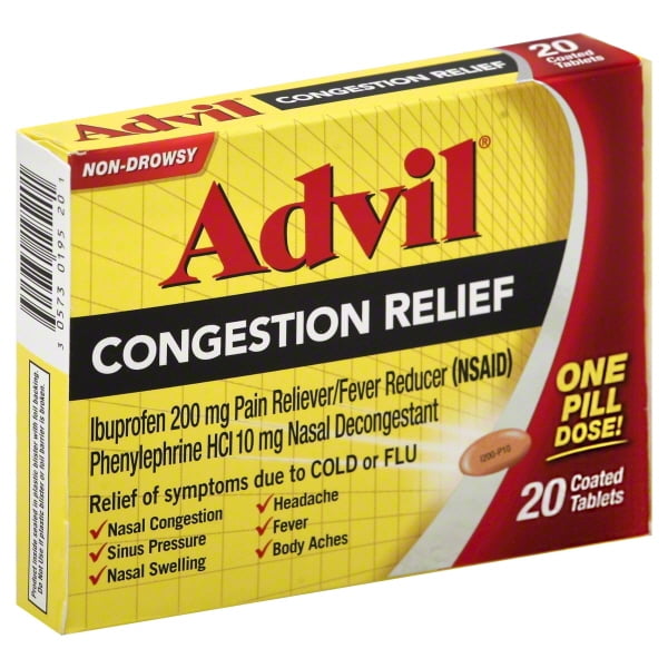 Advil Congestion Relief Coated Tablets 20 Tablets HSA/FSA Eligible ...
