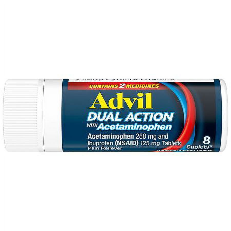 Advil Dual Action Coated Caplets - 8 Tablets 1 Tube - Walmart.com