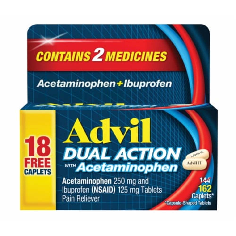 Advil Dual Action With Acetaminophen Pain Reliever 162 Caplets HSA/FSA ...