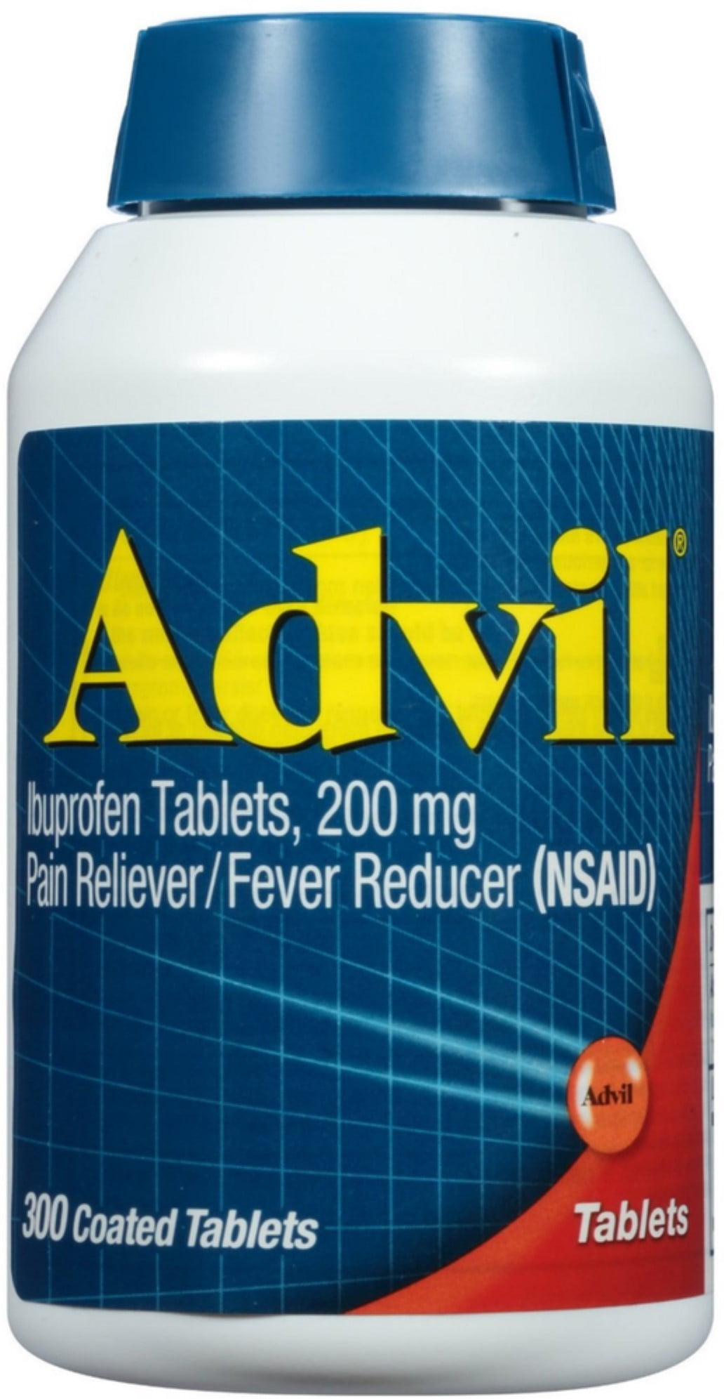 Advil Ibuprofen Coated Tablets 200mg, Pain Reliever and Fever Reducer ...