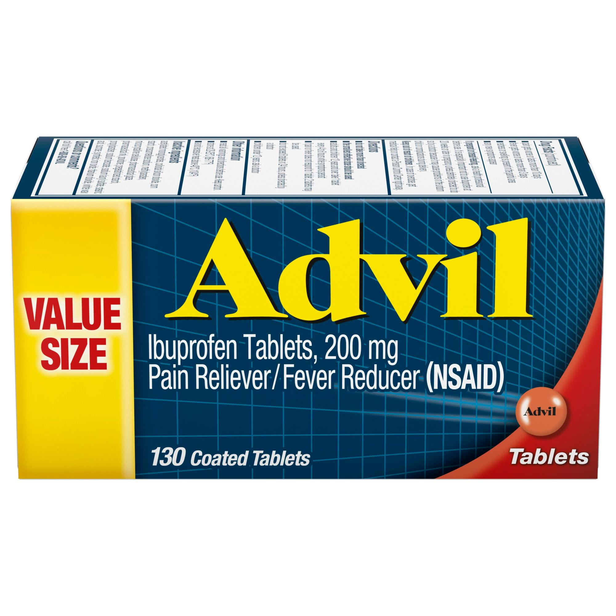 Advil Pain Relievers and Fever Reducer Coated Tablets, 200Mg Ibuprofen ...