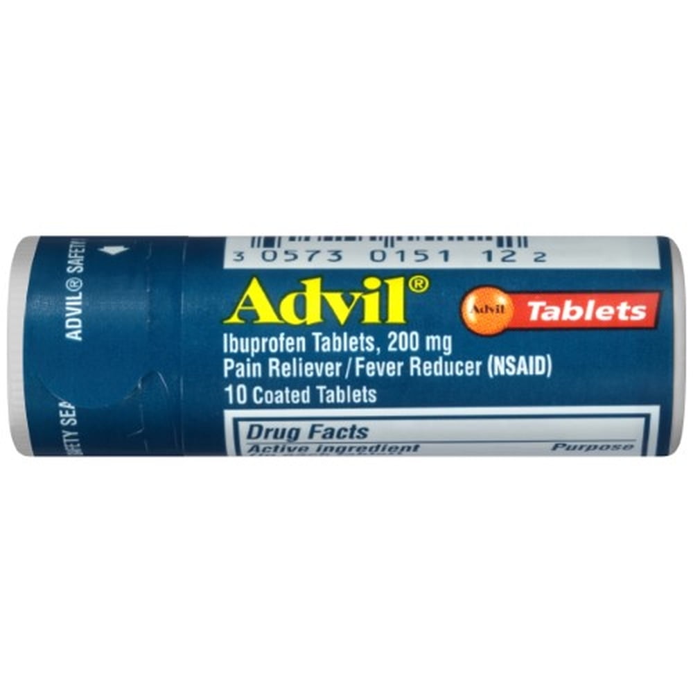 Advil Ibuprofen Pain Reliever/ Fever Reducer Tablets (Pack of 10 ...