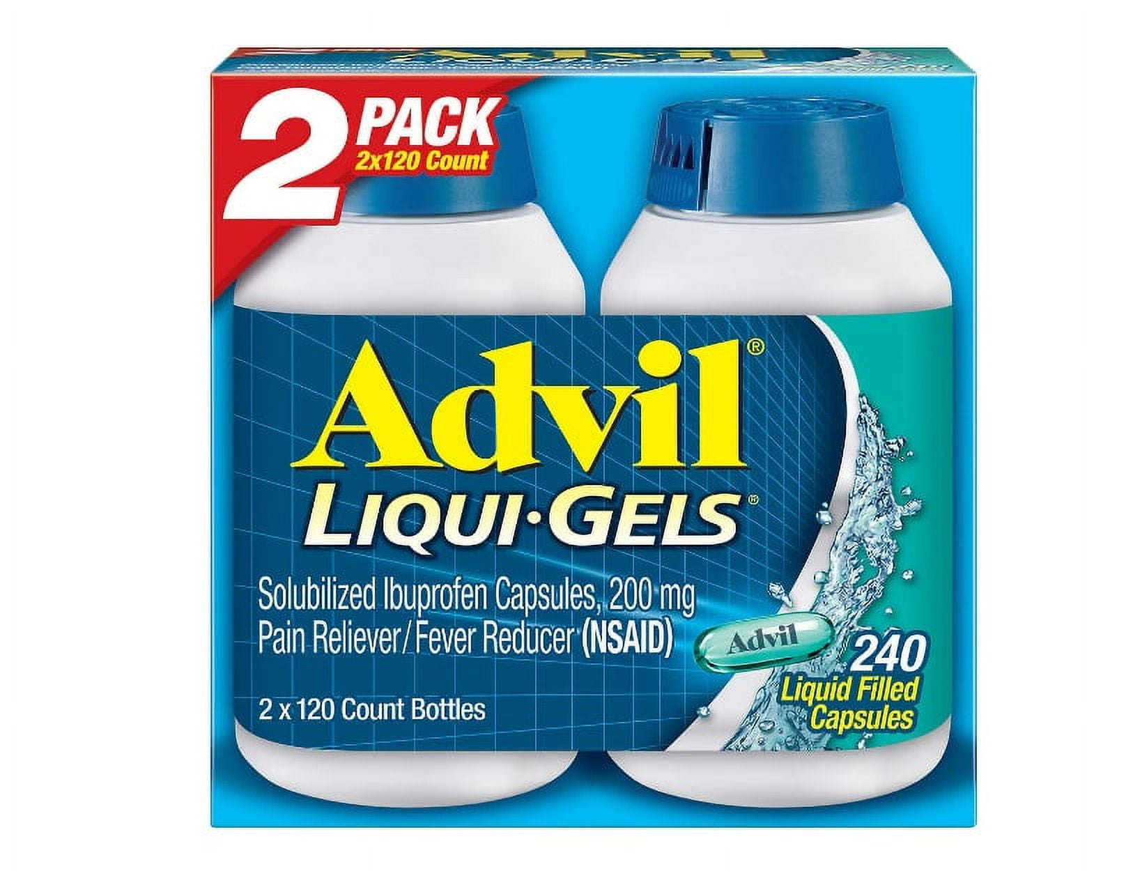 Advil Liqui-Gels Ibuprofen 200mg, World's #1 Over-The-Counter Pain ...