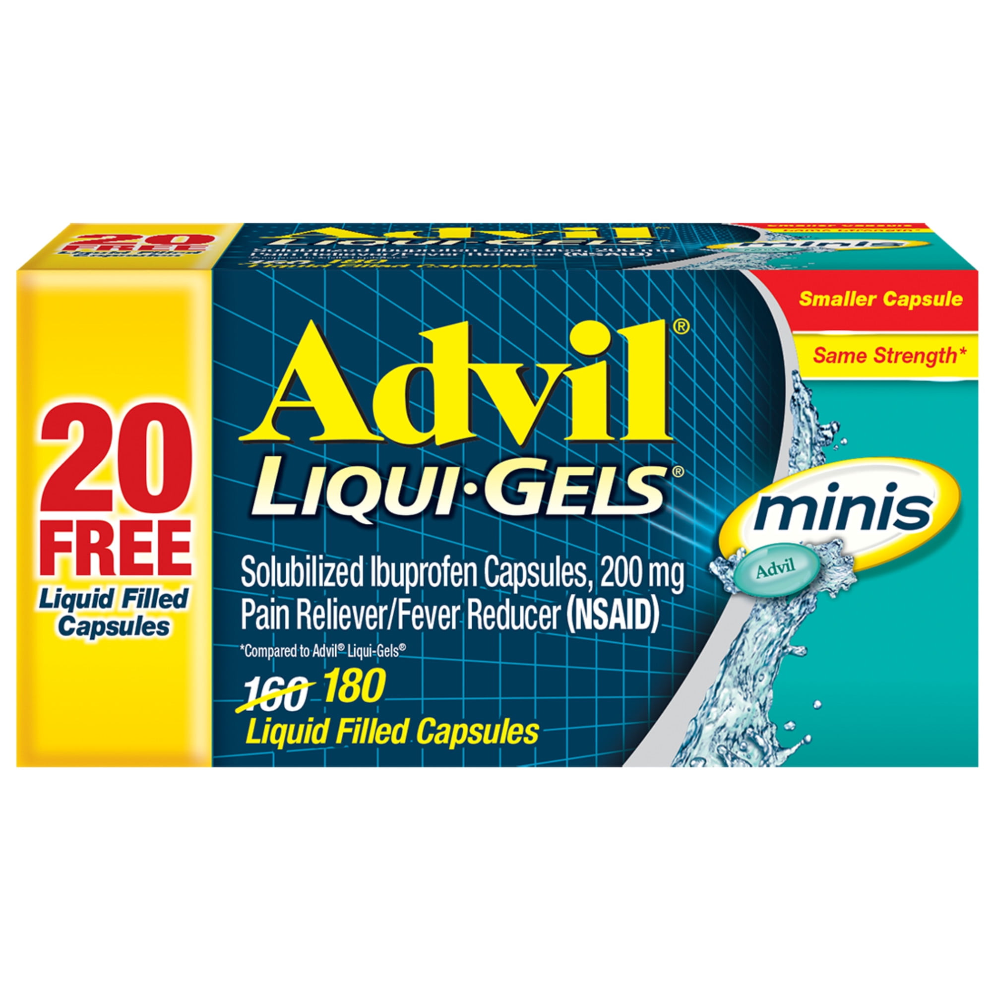 Advil Liqui-Gels Minis Pain Relievers and Fever Reducer Liquid Filled ...