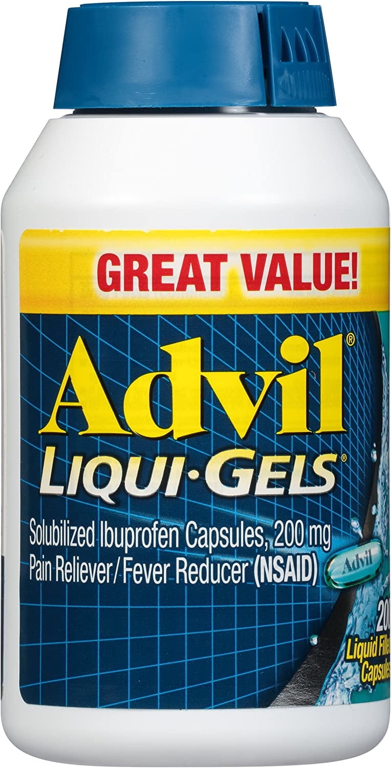 Advil Liqui-Gels, Fast Relief Ibuprofen 200mg, Pain Reliever/Fever ...