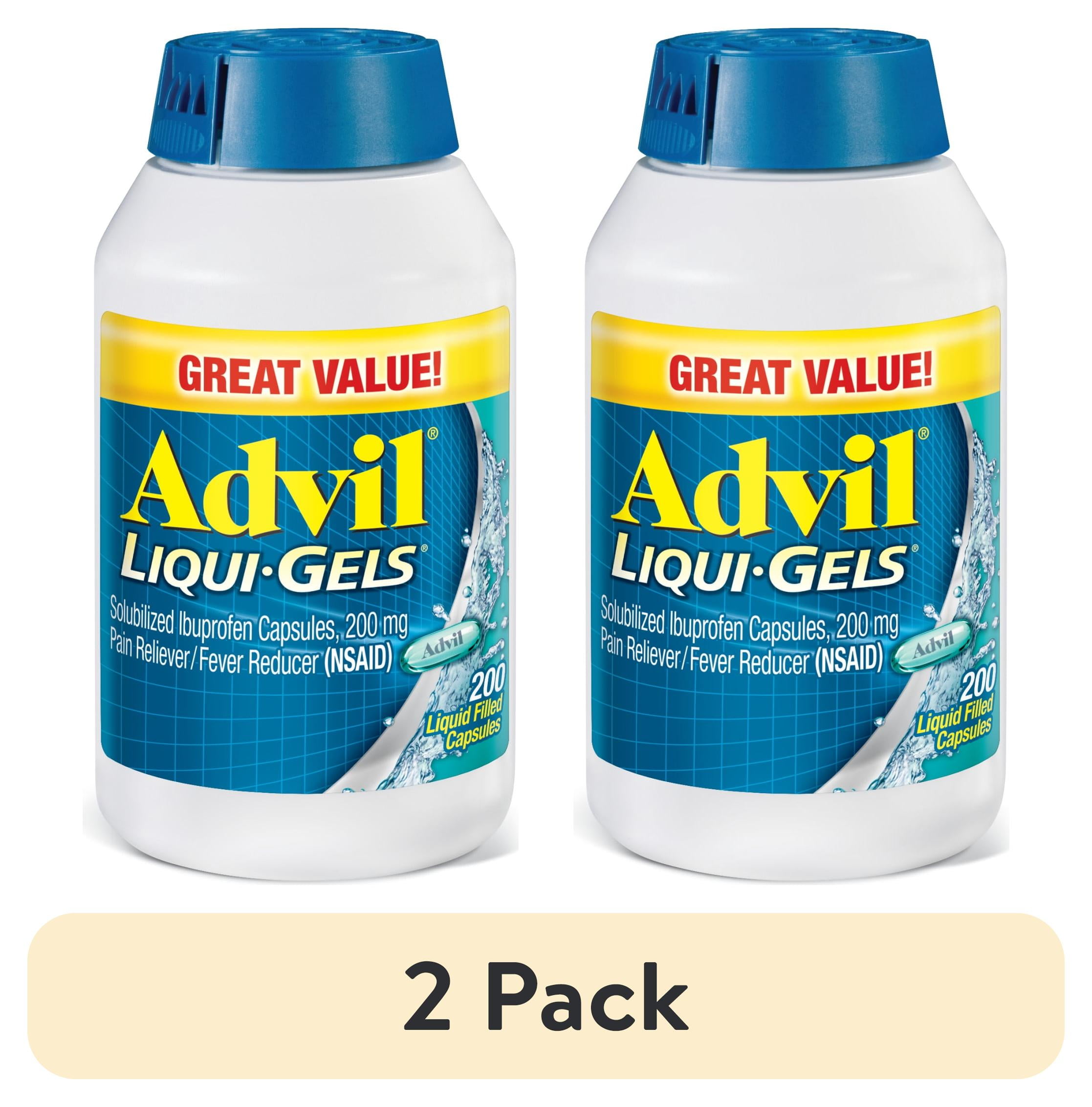 (2 pack) Advil Liqui-Gels Pain Relievers for Headache Relief, Fever ...