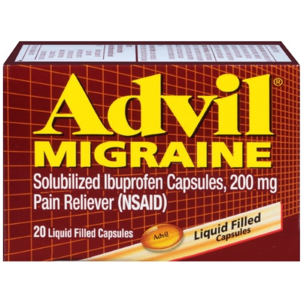 Advil Migraine Pain Relief Liquid Filled Caps (Pack of 14) - Walmart.com