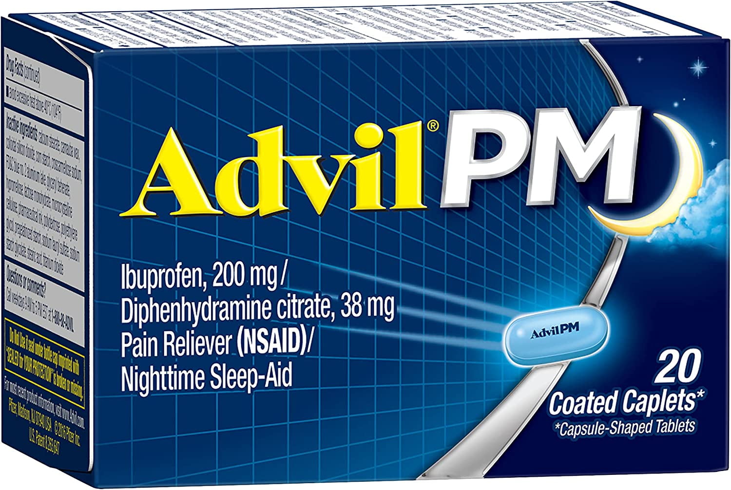 Advil PM (20 Count) Pain Reliever/Nighttime Sleep Aid Coated Caplet ...