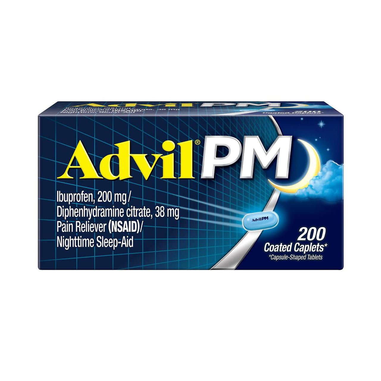 Advil Pain Reliever Nighttime Sleep Aid Caplets for Minor Aches and ...
