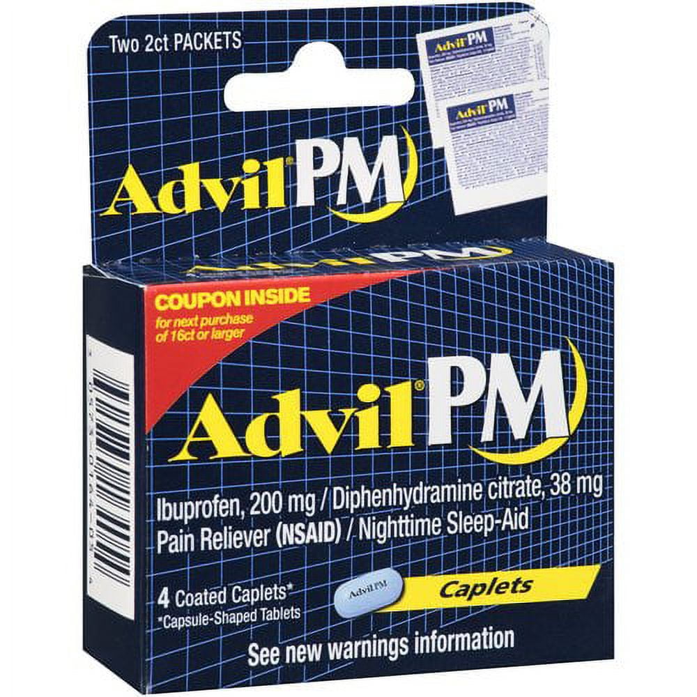 Advil PM Pain Reliever & Nighttime Sleep-Aid Caplets, 4 Count HSA/FSA ...
